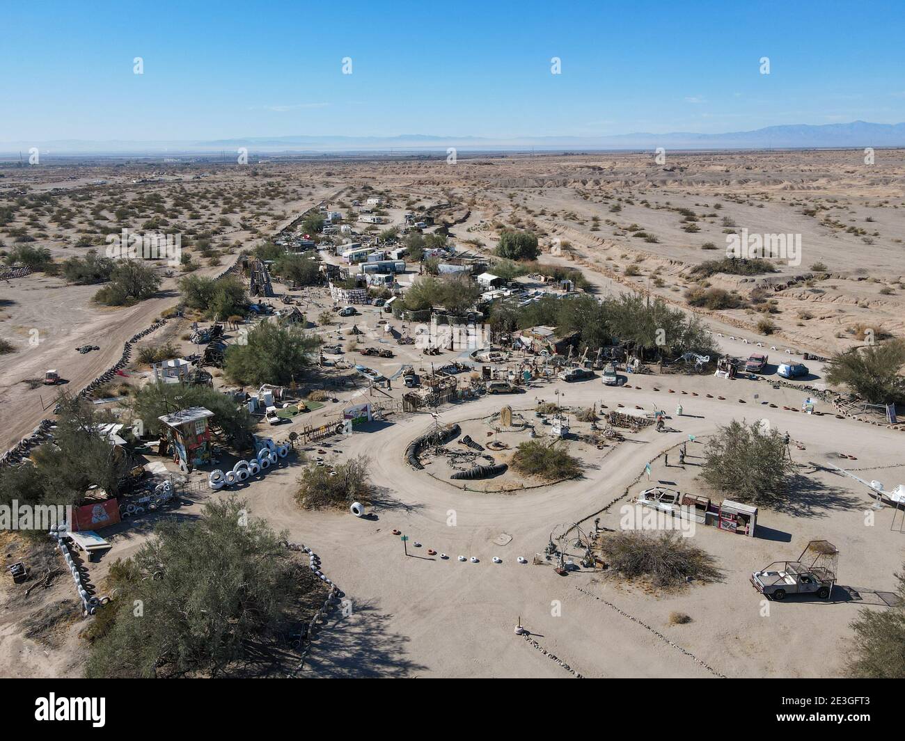 aerial view of Slab City, an unincorporated, off-the-grid squatter ...