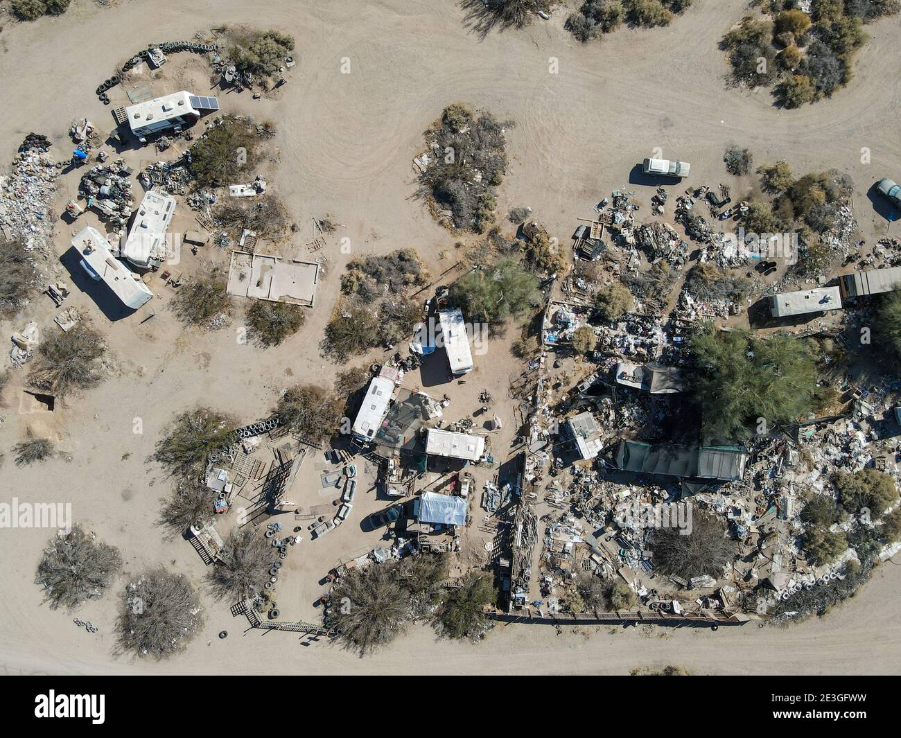 aerial view of Slab City, an unincorporated, off-the-grid squatter ...
