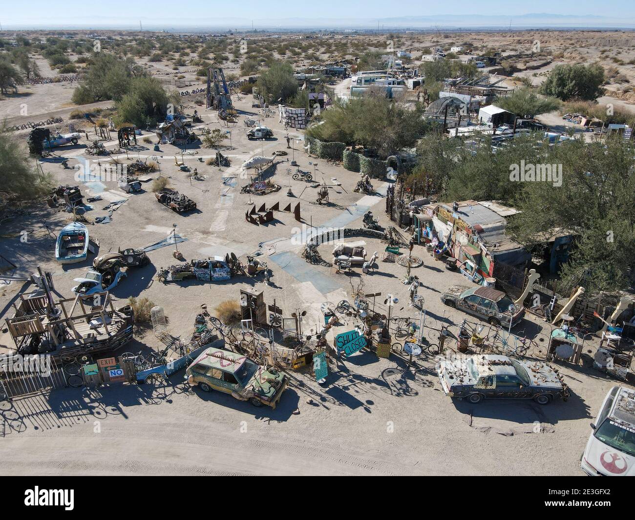 aerial view of Slab City, an unincorporated, off-the-grid squatter ...