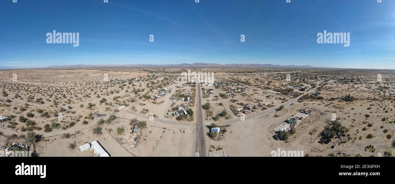aerial view of Slab City, an unincorporated, off-the-grid squatter ...