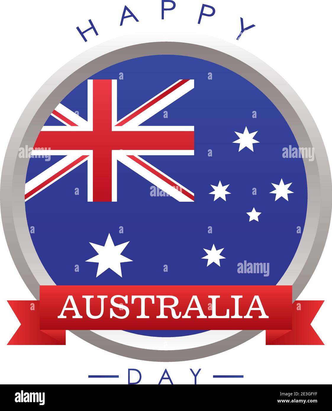 happy australia day lettering with flag in circular frame vector ...