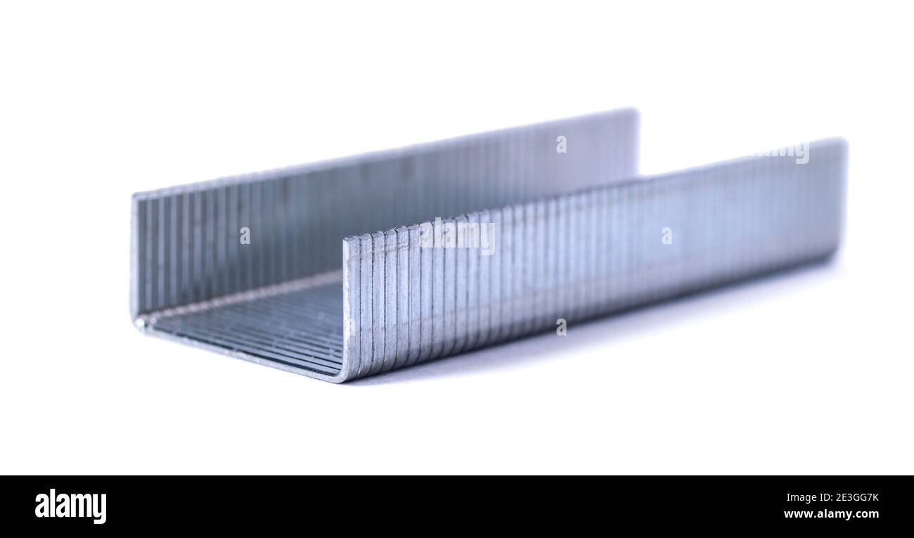 Blue stapler and staples Isolated on white background. Object Stock ...