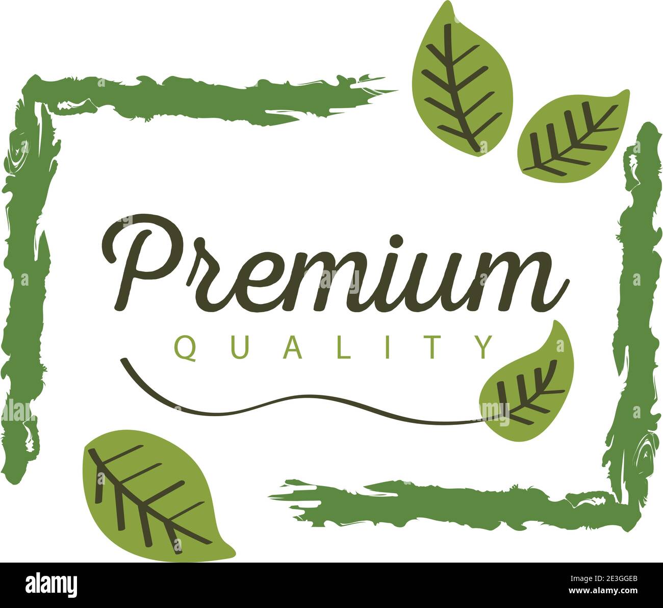 premium quality food, label with leaves on white background vector ...