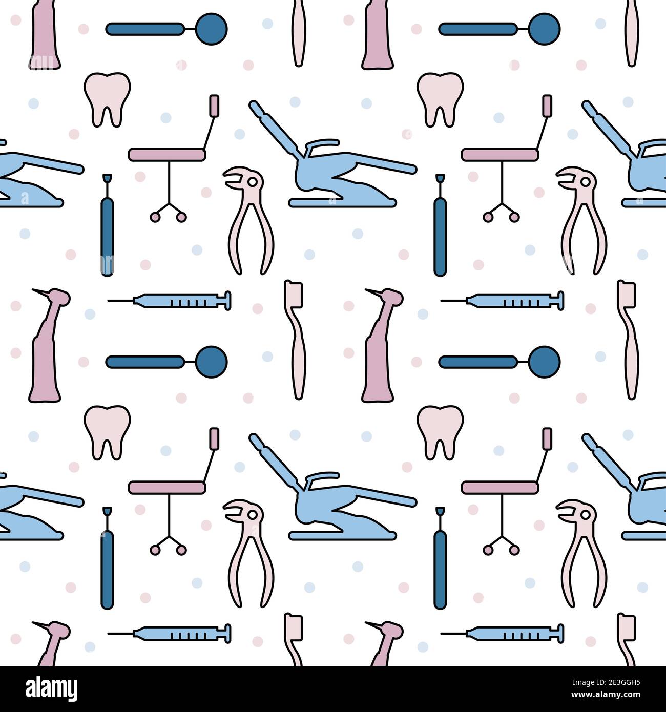 Dental care, Orthodontics Seamless Pattern with Line Icons. Dentist ...