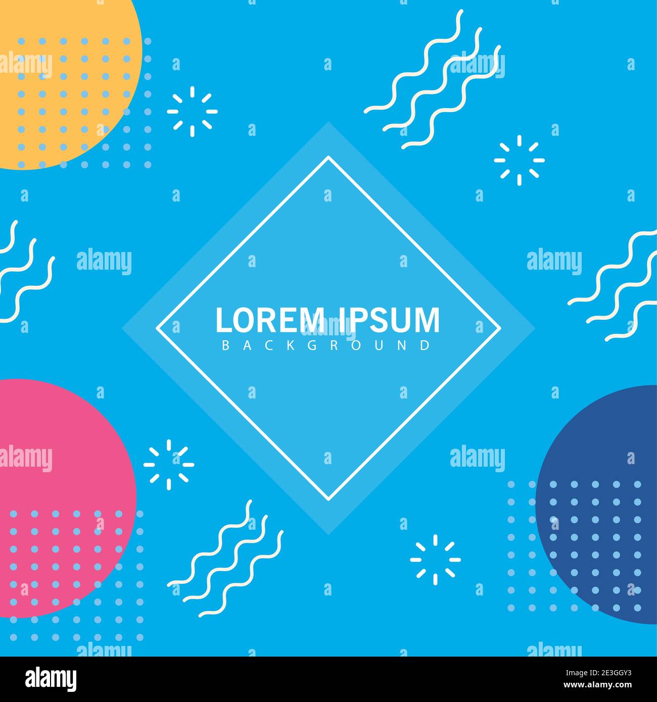 memphis background blue color with decoration vector illustration ...