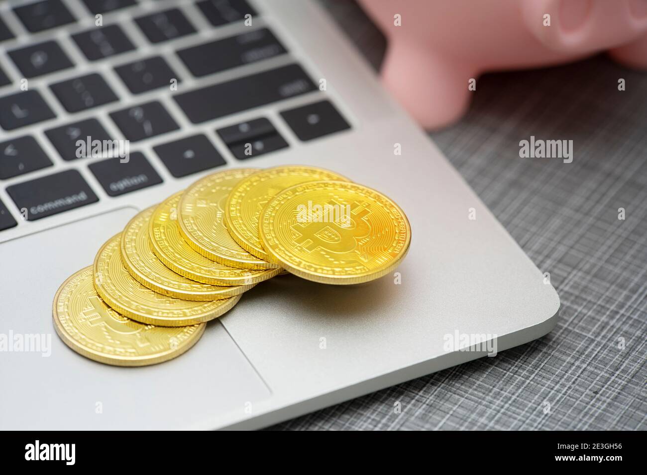 Bitcoin on laptop ,investment concept Stock Photo - Alamy
