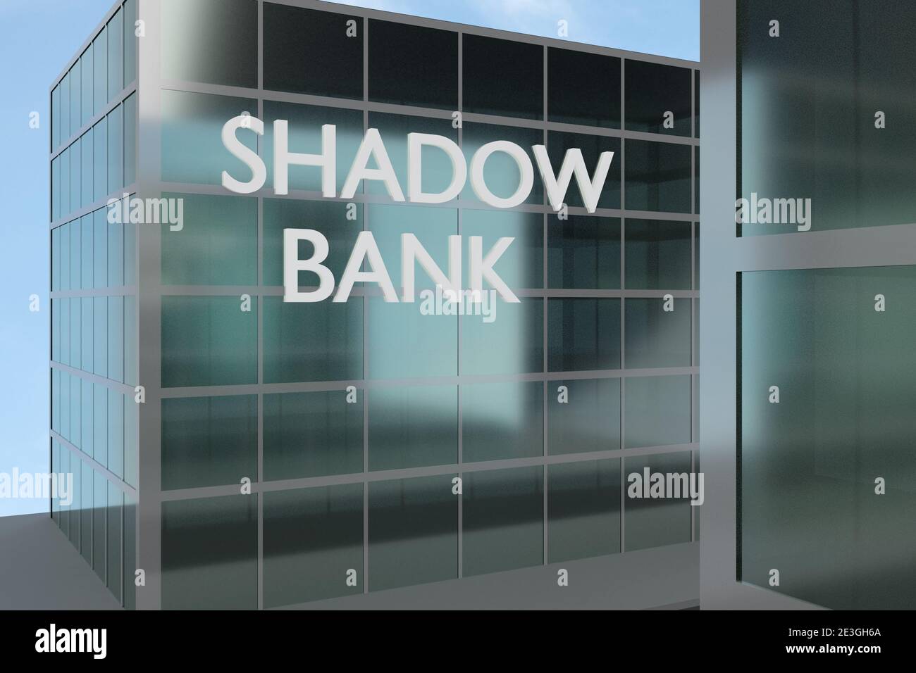 3D illustration of a building with the script SHADOW BANK Stock Photo ...