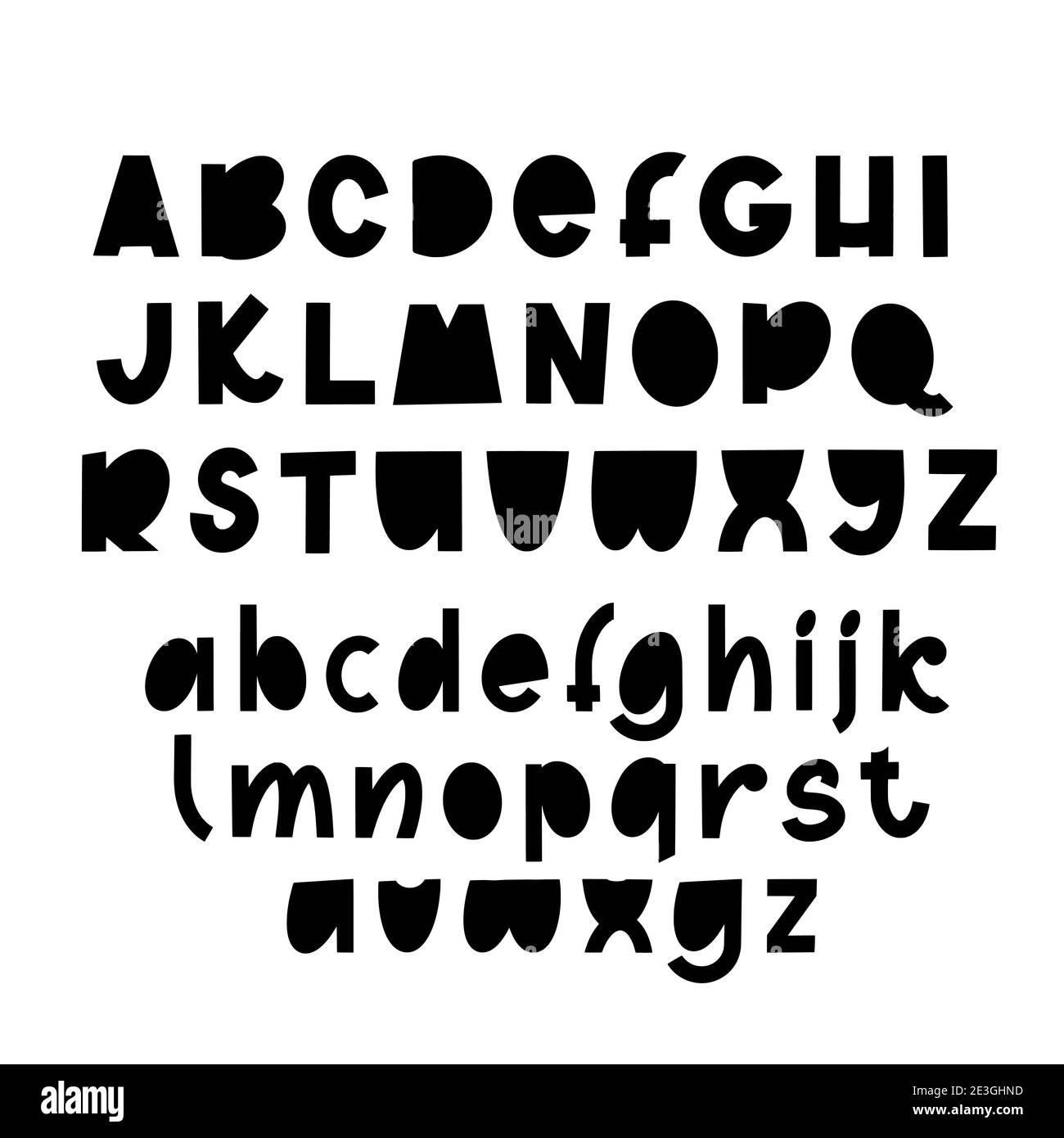 Hand drawn latin alphabet in scandinavian style. For typography poster ...