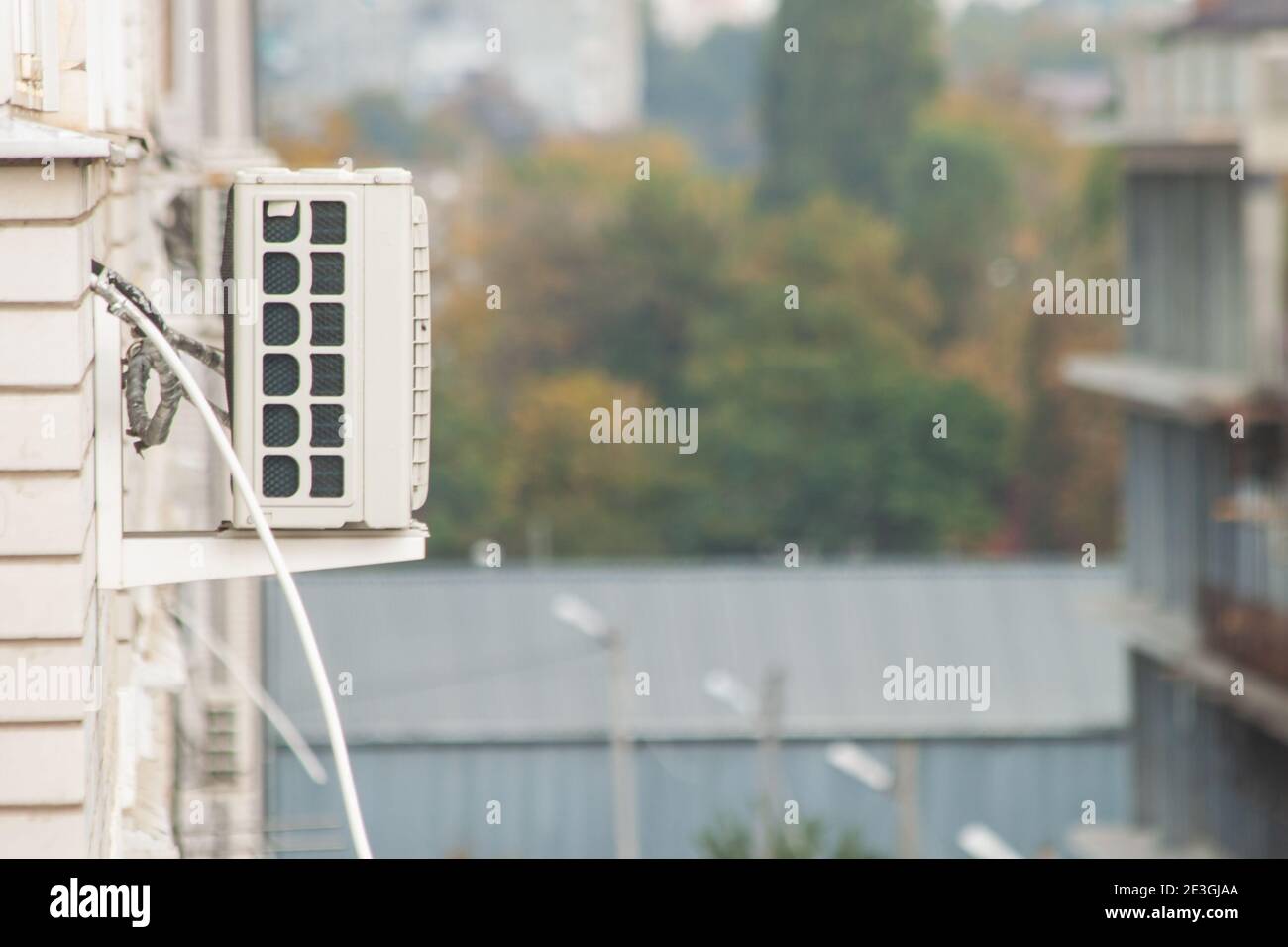 Compressor installation of air conditioning on the wall of a multi ...