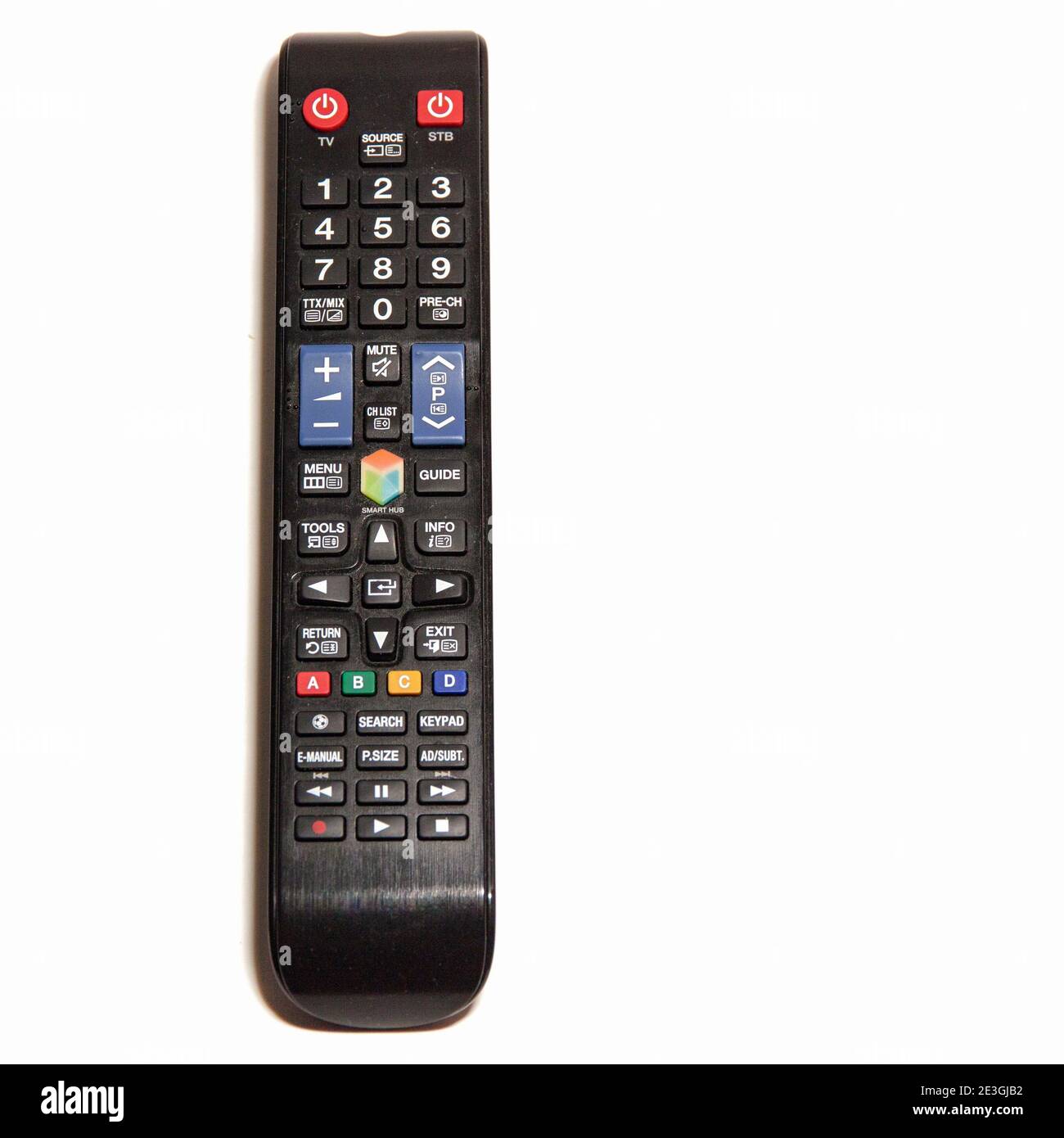 TV remote control. Isolated on a white background Stock Photo - Alamy