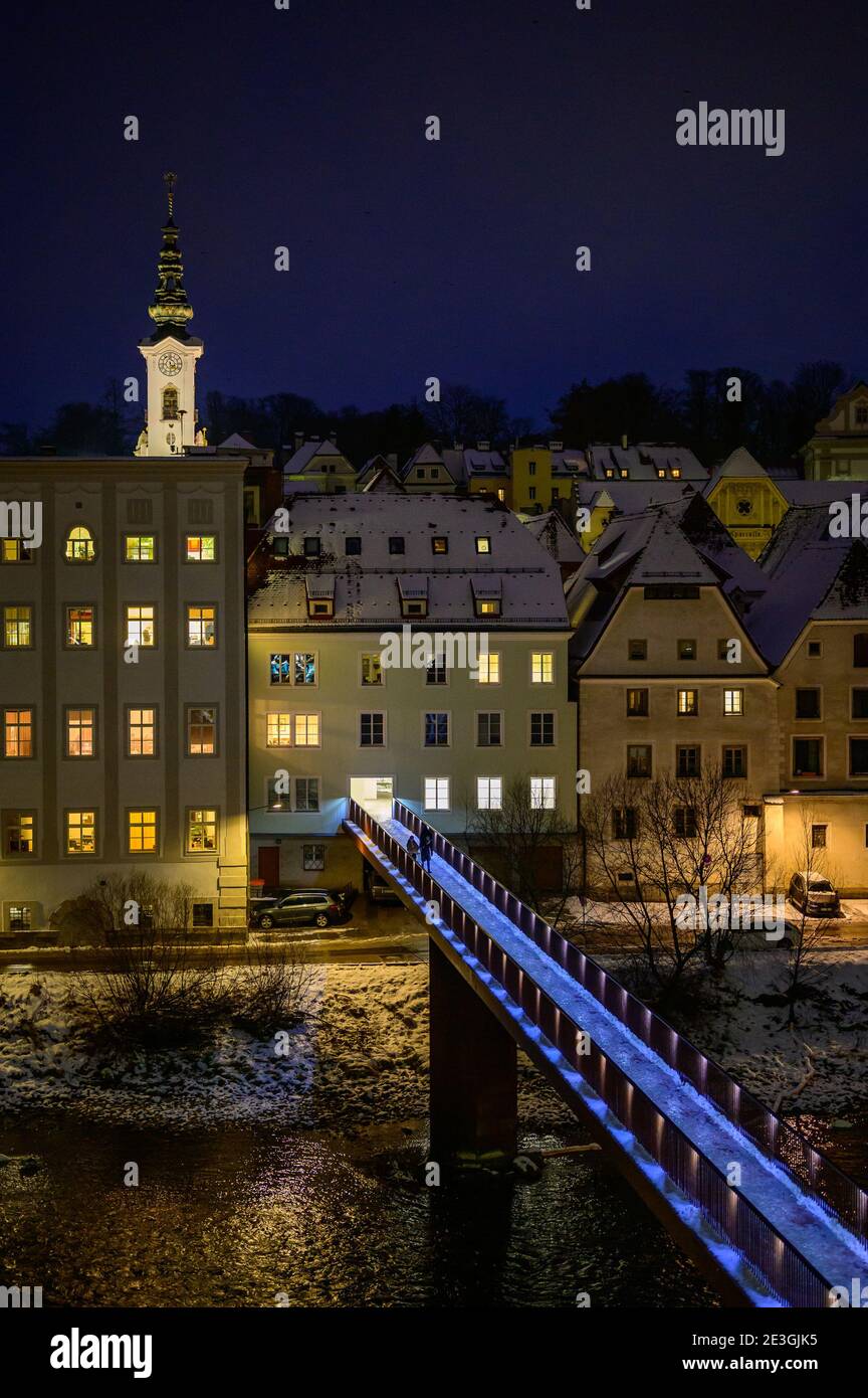 bridge over the river enns to the old town of steyr, upper austria ...
