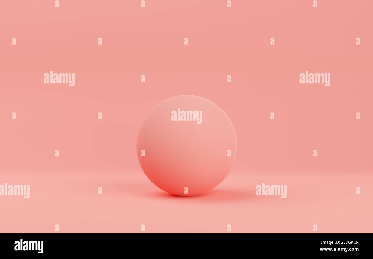 Single pink geometric ball sphere primitive on pink background with ...