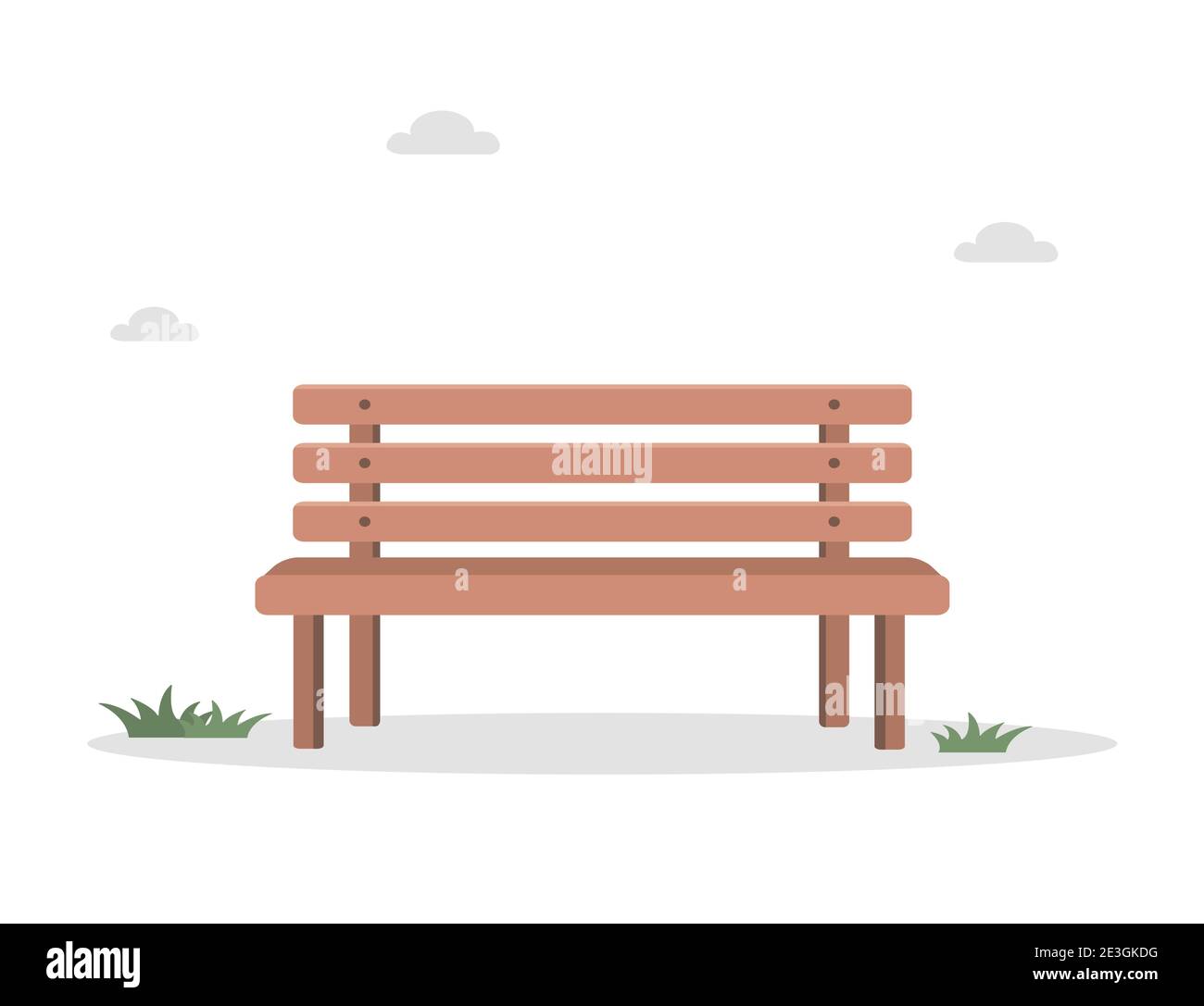 Wooden bench isolated on white background. Recreation area in park or ...