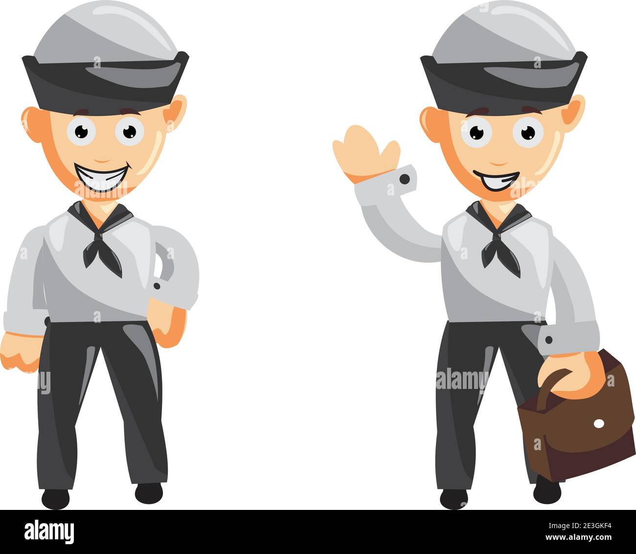 Set of a sailor man cartoon character in different poses. Vector ...