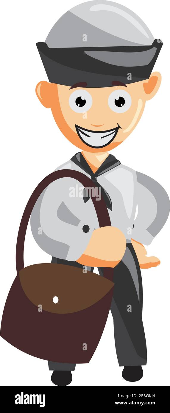 Sailor man Bring Bag cartoon character Vector illustration in a flat ...