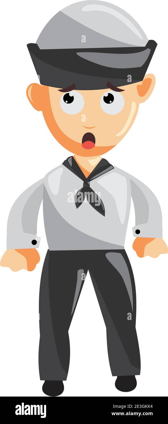 Sailor man Standing cartoon character Vector illustration in a flat ...