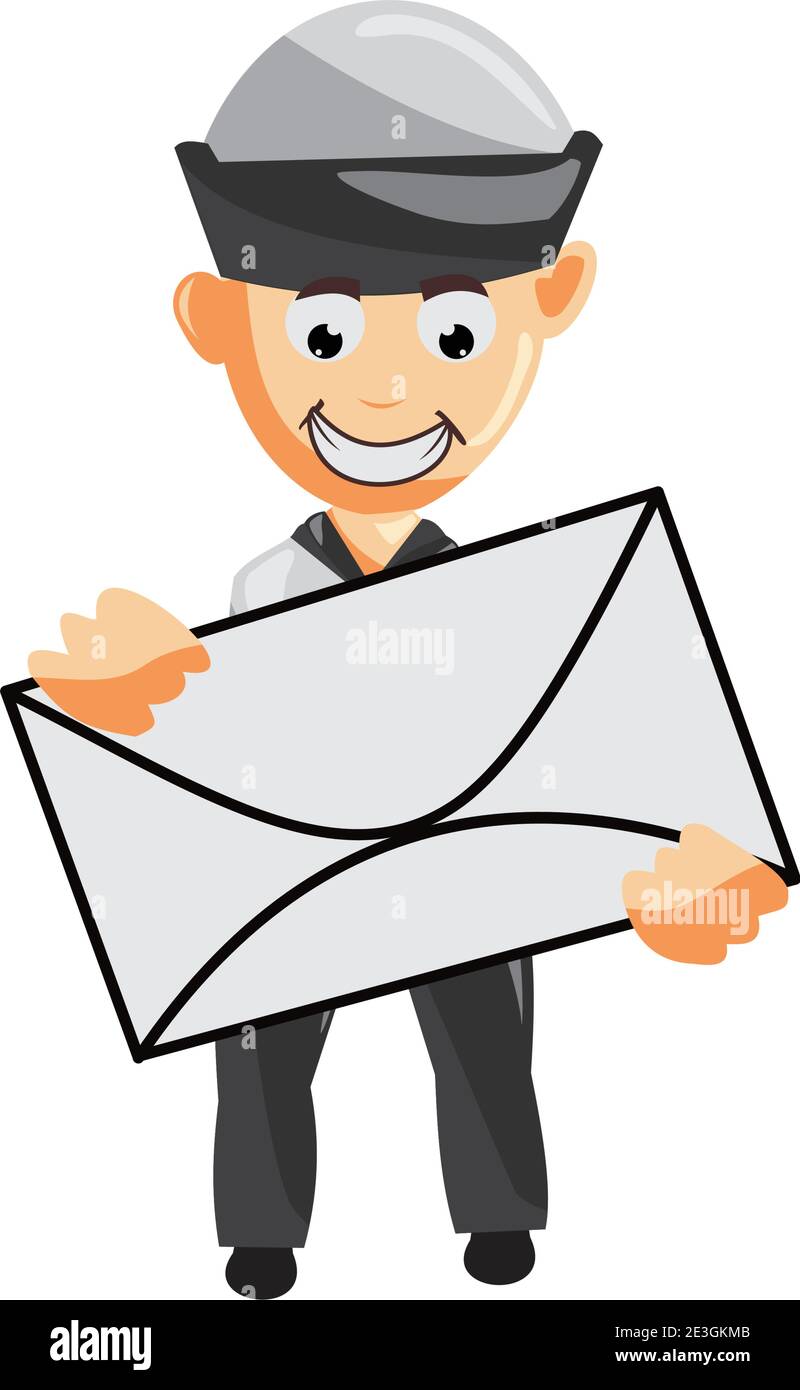 Sailor man Bring Big Mail cartoon character Vector illustration in a ...