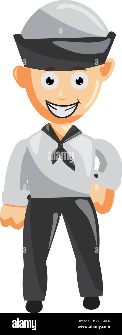 Sailor man standing cartoon character Vector illustration in a flat ...