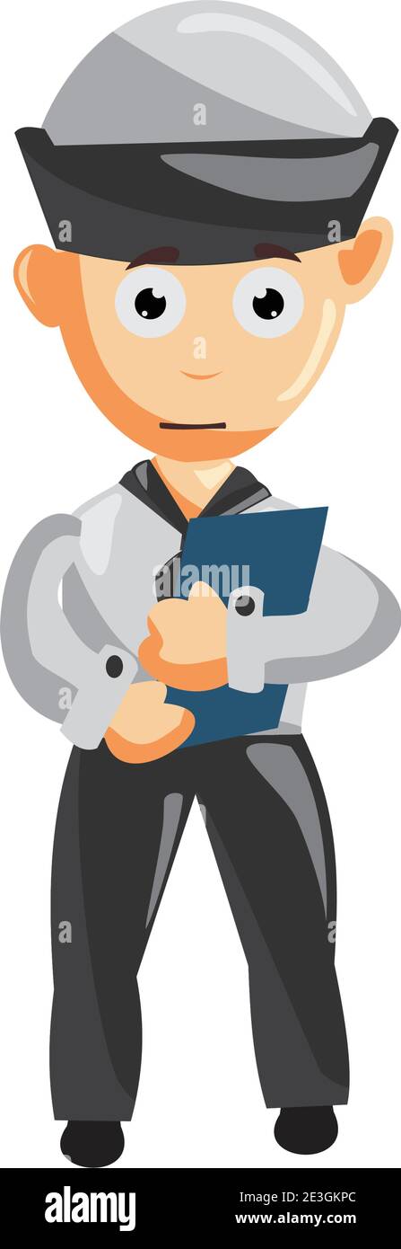 Sailor man Bring Book cartoon character Vector illustration in a flat ...