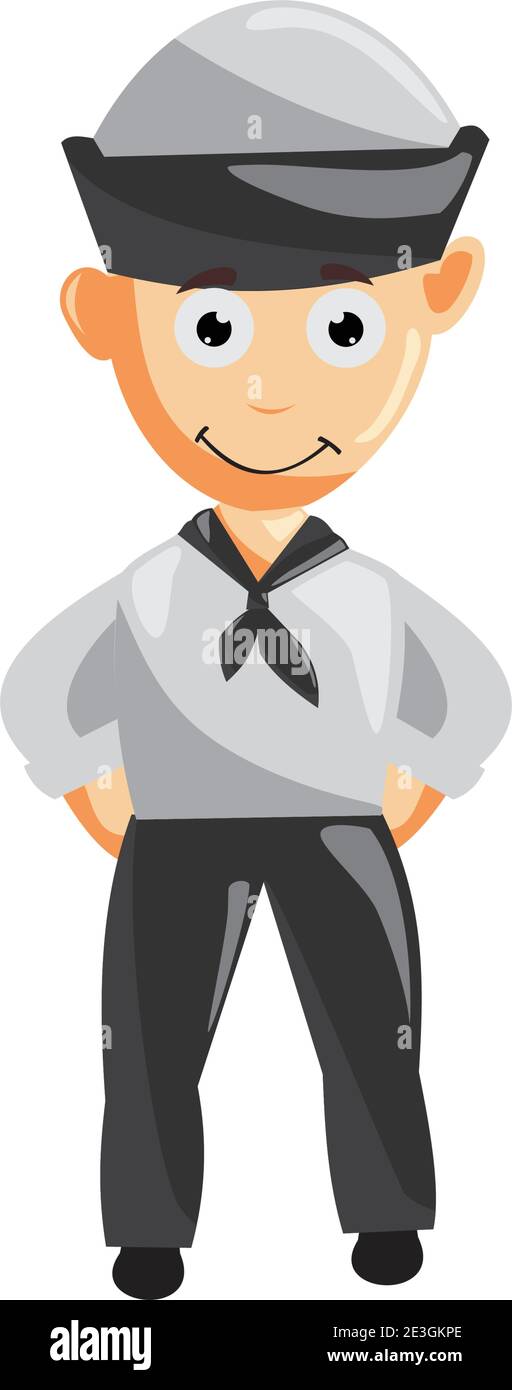 Sailor man standing cartoon character Vector illustration in a flat ...