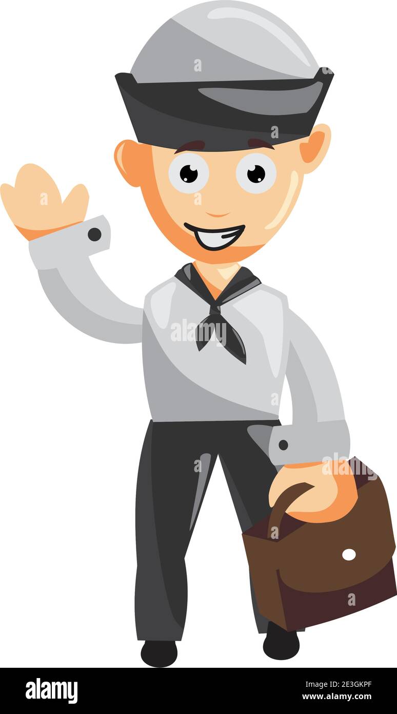 Sailor man Bring Bag cartoon character Vector illustration in a flat ...