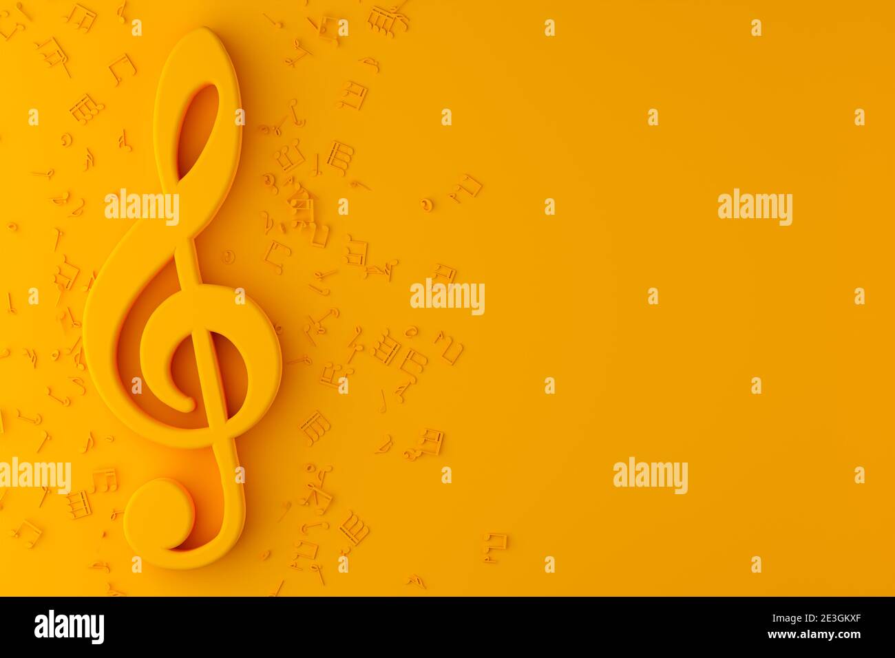 Music treble clef symbol with musical notes flat lay top view from ...