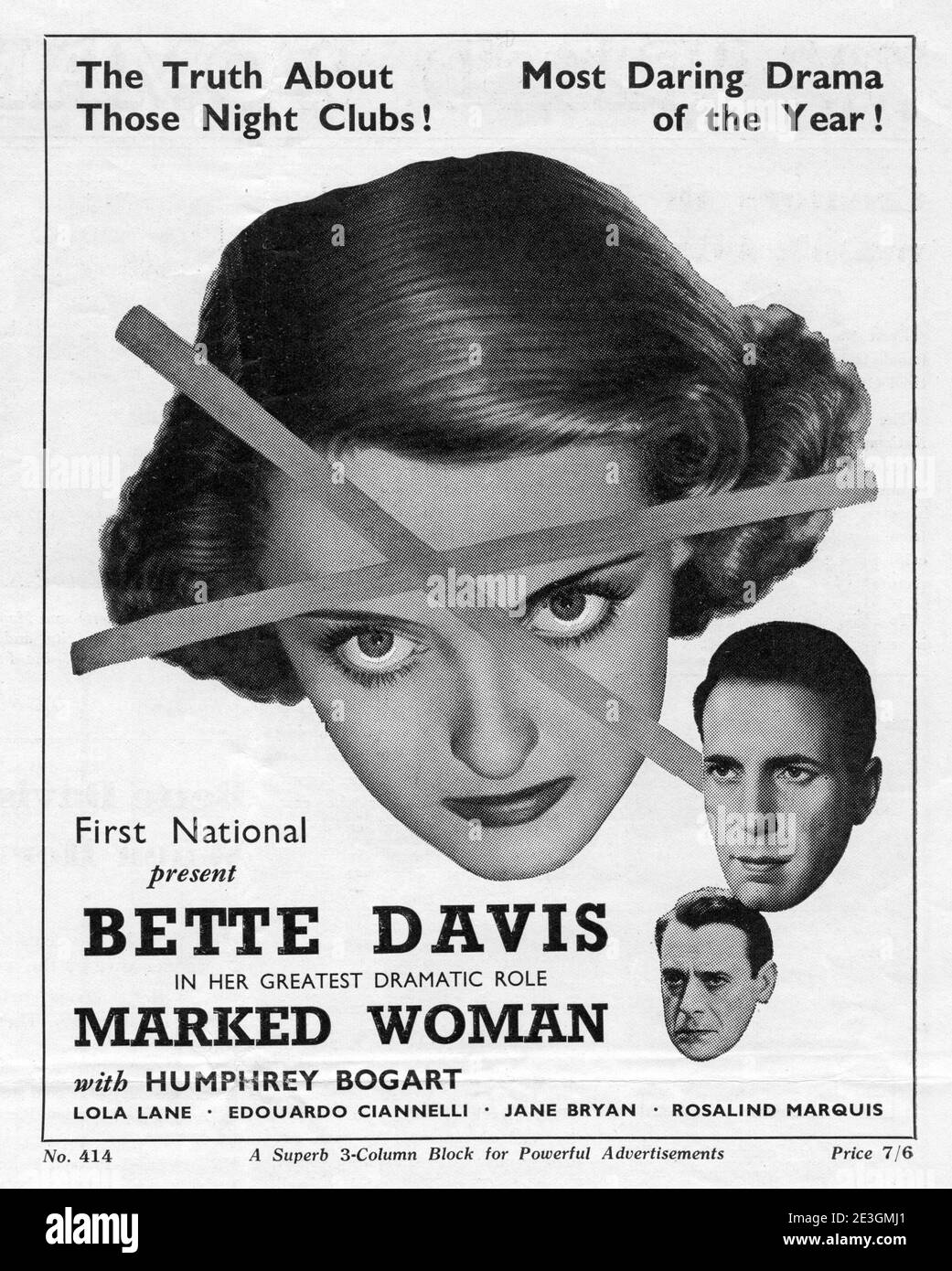 BETTE DAVIS HUMPHREY BOGART and EDUARDO CIANNELLI in MARKED WOMAN 1937 director LLOYD BACON ...