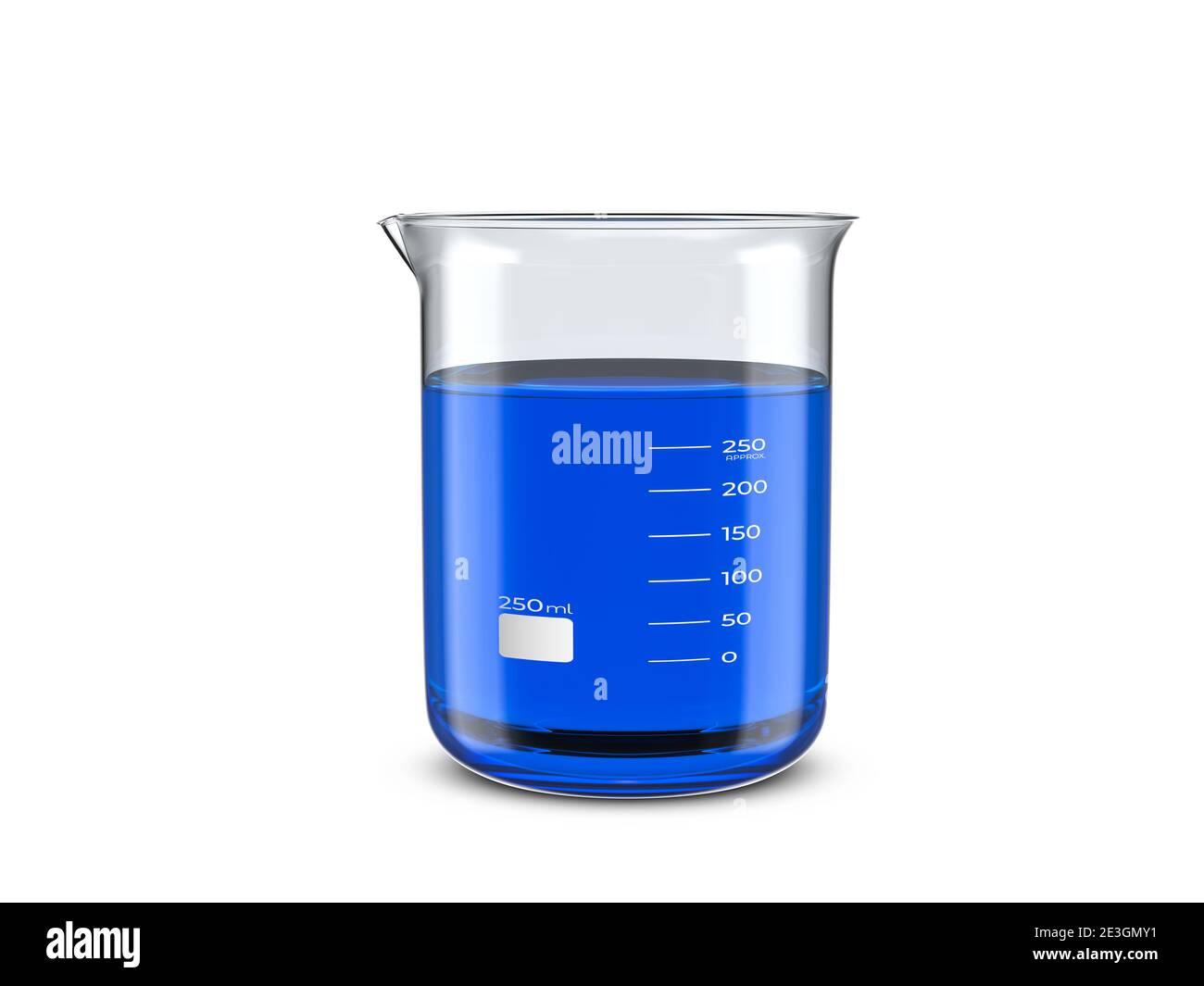 Glass beaker on a white background. 3d illustration Stock Photo - Alamy