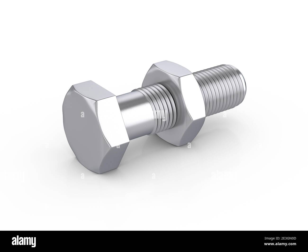 Metal screw and nut on a white background. 3d illustration Stock Photo ...
