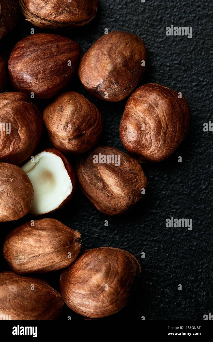 Close up of Hazelnut kernels - Food Frame Background, macro detailed ...