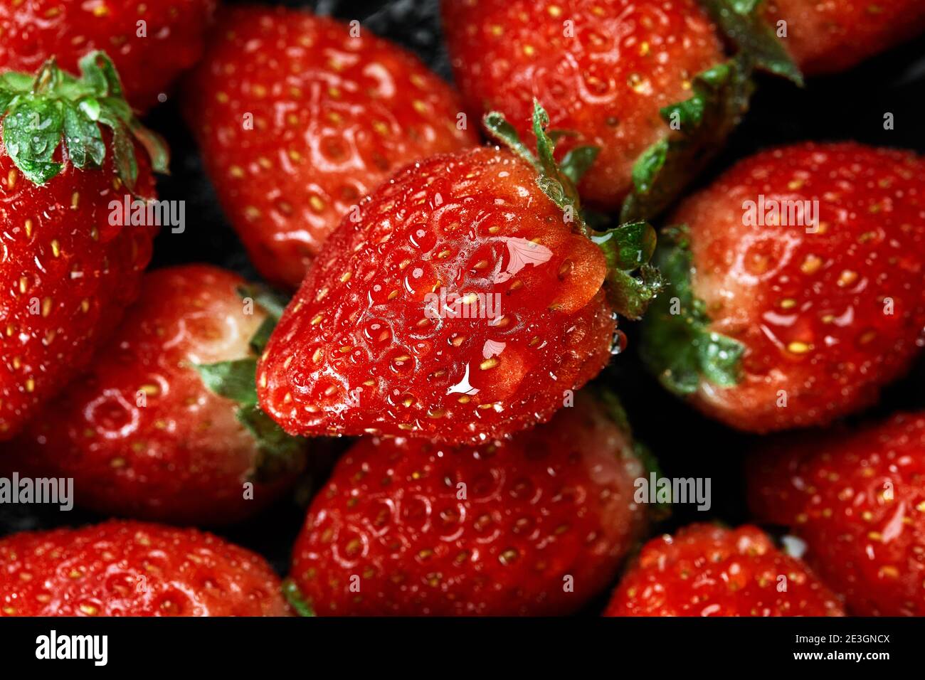 Fresh ripe perfect strawberry - Food Frame Background Stock Photo - Alamy