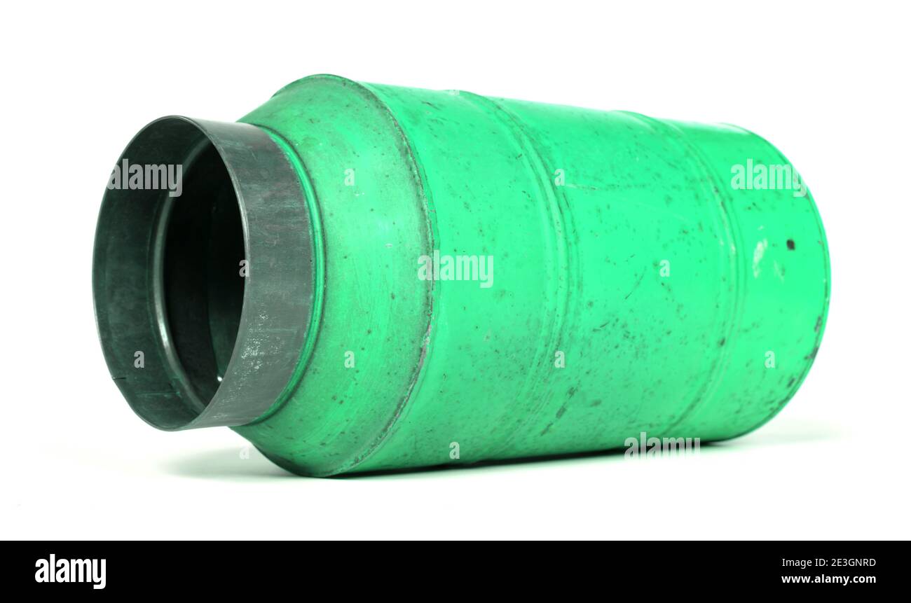 Old nostalgic can isolated on white - Green can Stock Photo - Alamy