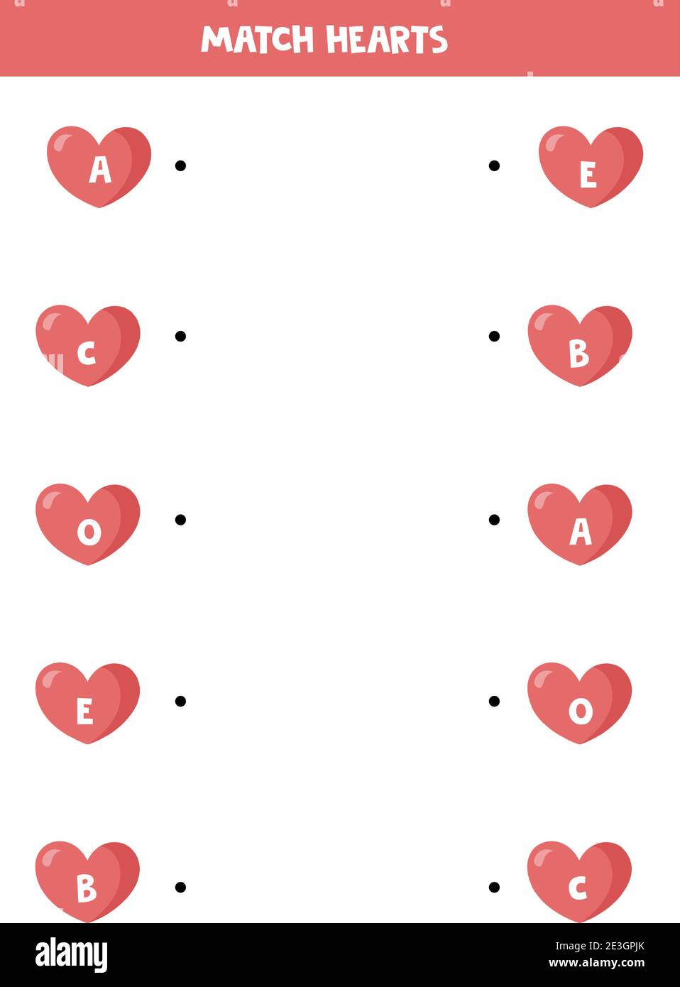 Educational logical game for kids. Match hearts with letters Stock ...