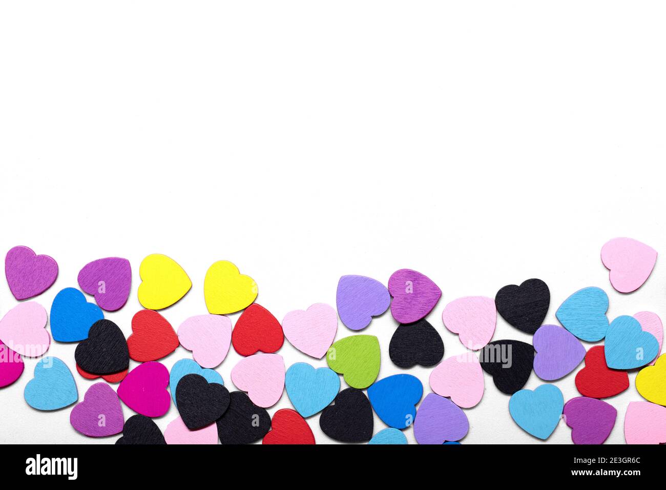frame of small colorful hearts isolated on white background Stock Photo ...