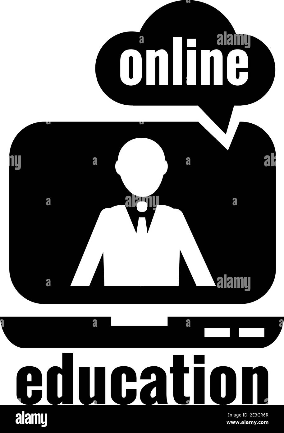 Electronic education graduation black icon Black and White Stock Photos ...