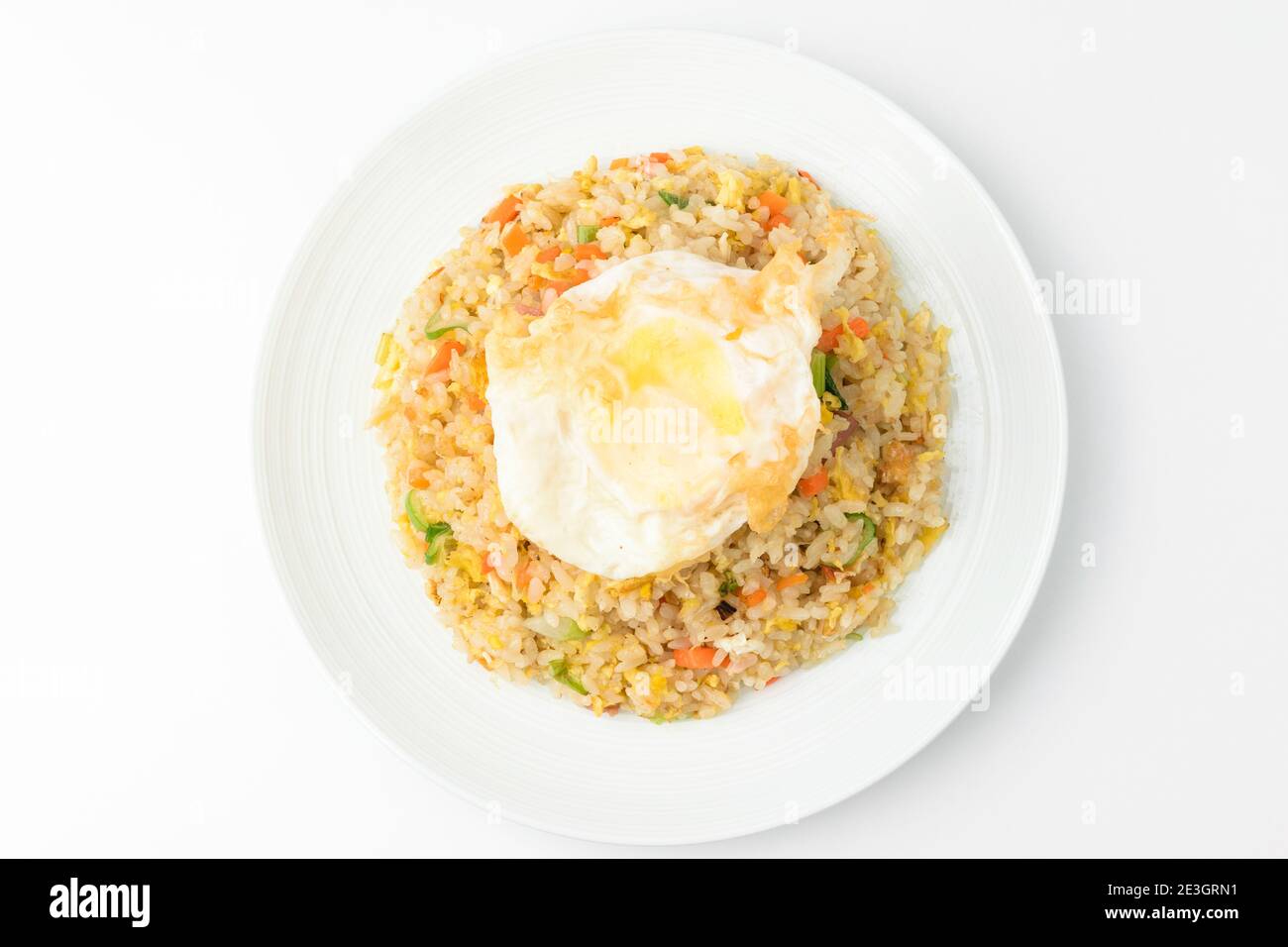 Seasoned fried rice on white background Stock Photo - Alamy