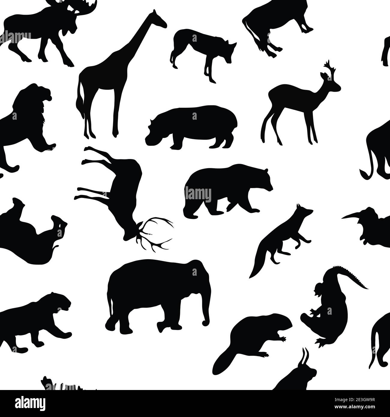 Wild animals seamless pattern background. Raster version Stock Photo ...