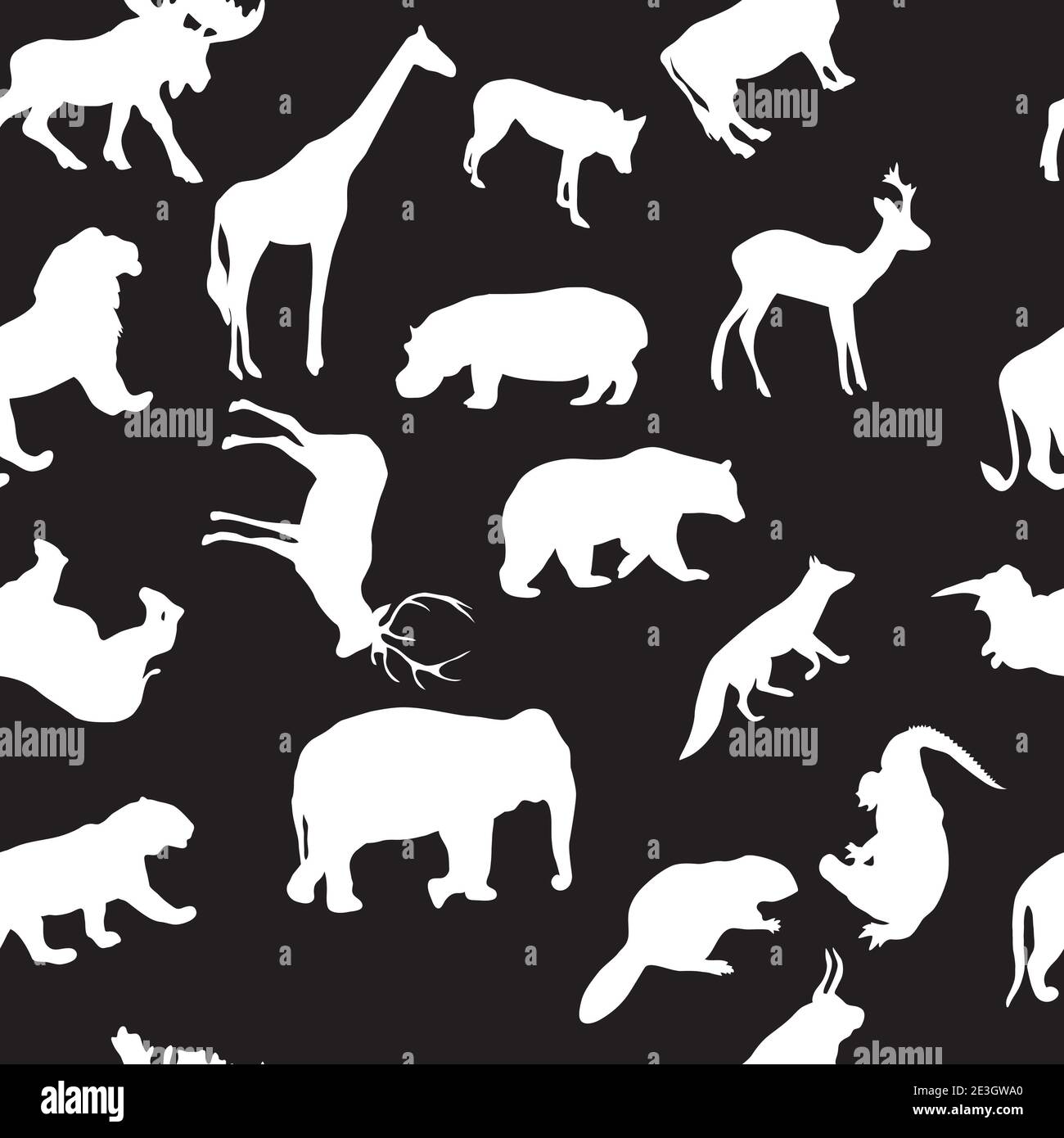 Wild animals seamless pattern background. Raster version Stock Photo ...