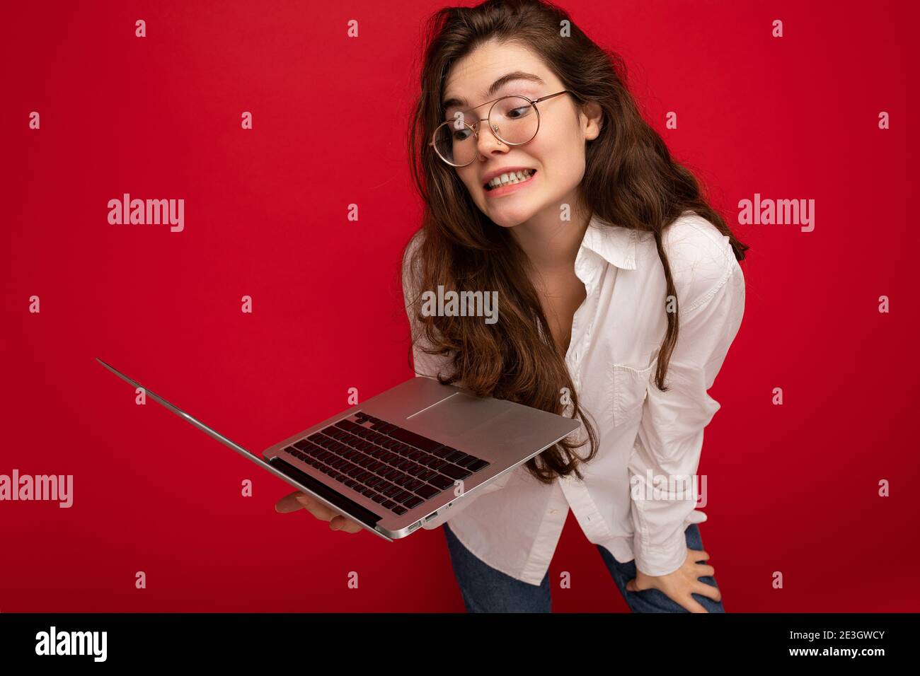 Close-up portrait of overjoyed Beautiful smiling happy young woman ...