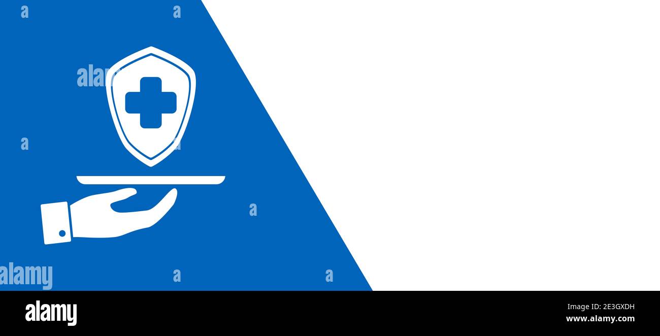 Concept of health insurance on blue and white background. Copy space ...