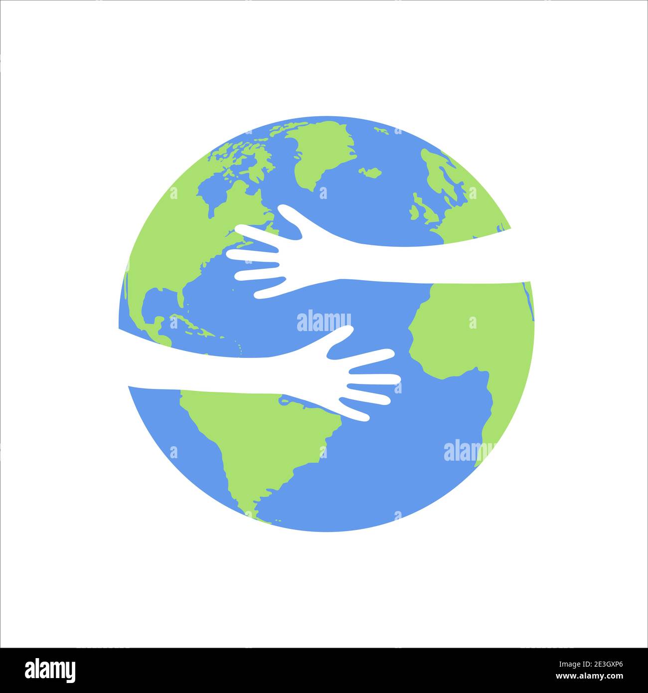 Vector illustration of earth day. Planet Earth with a hug. Earth with ...