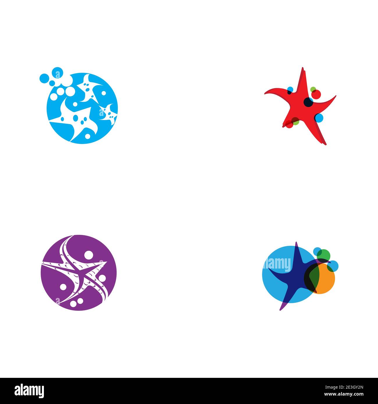 Set Star Fish Logo Template vector icon illustration design Stock ...