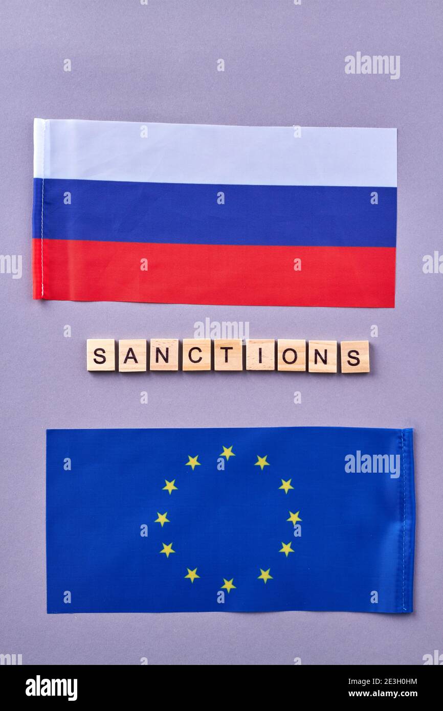 Russian and EU flags Stock Photo - Alamy