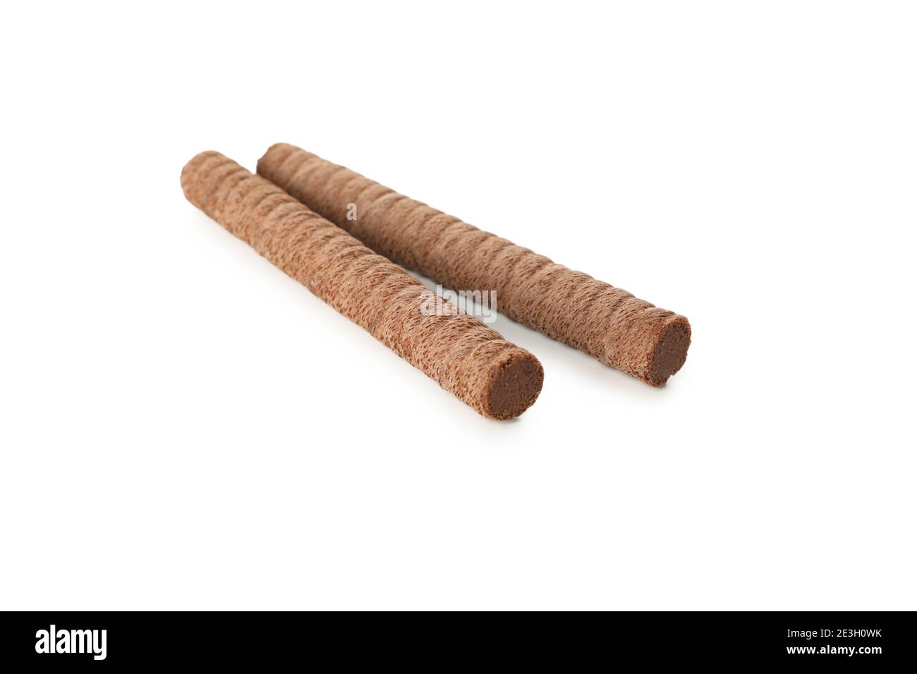Chocolate wafer rolls isolated on white background Stock Photo - Alamy