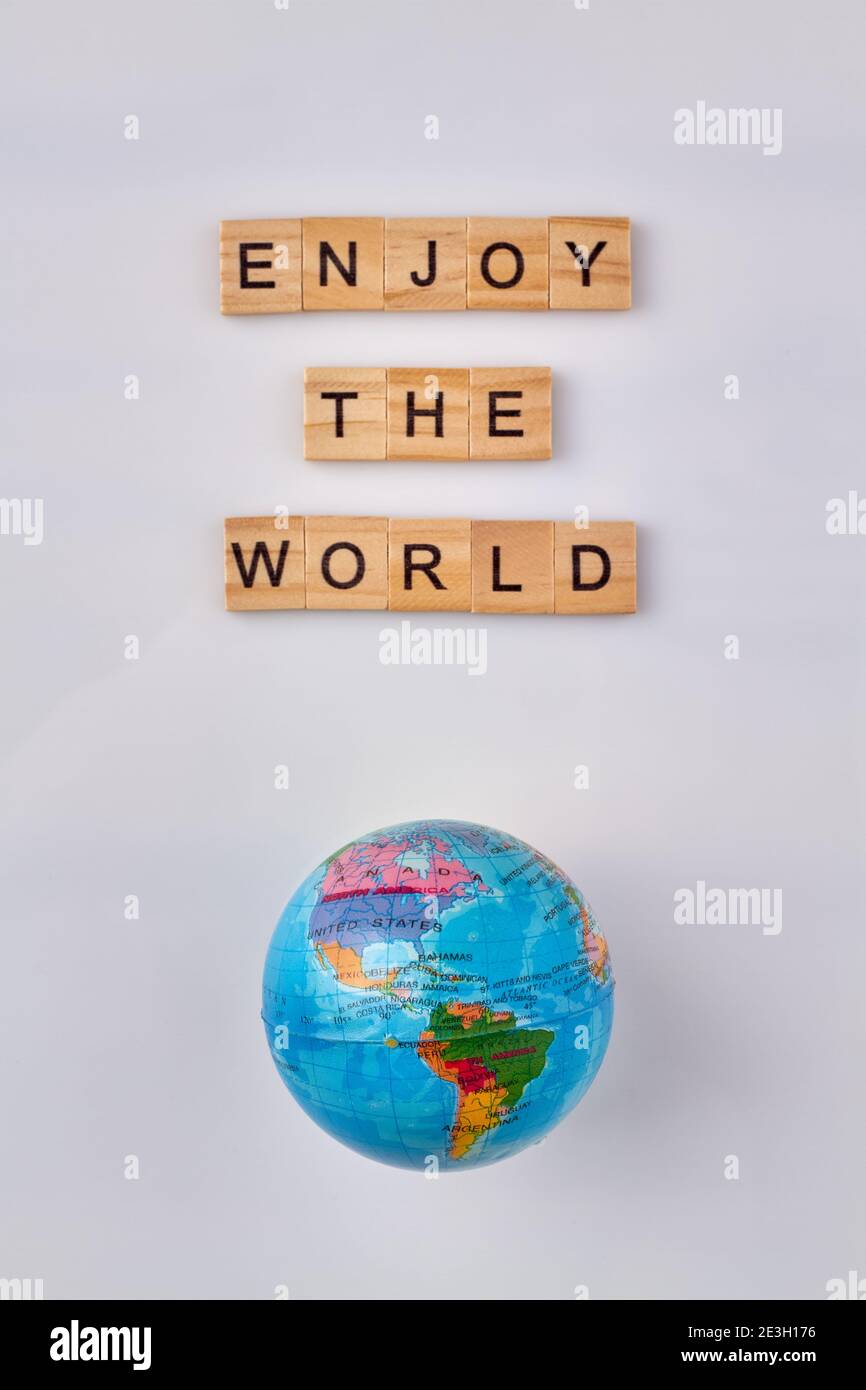 Globe and letter blocks Stock Photo - Alamy