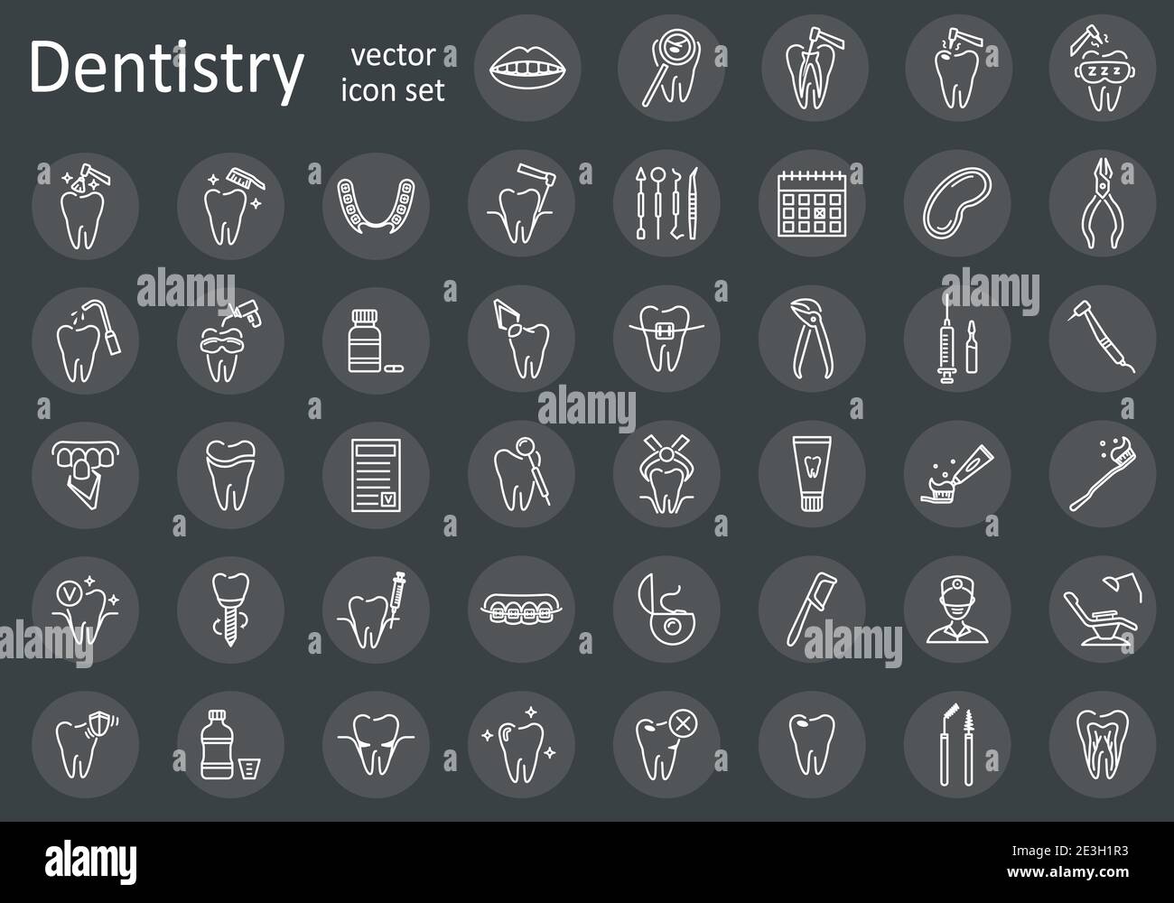 Set of line dentistry icons. Dental flat vector elements Stock Vector ...