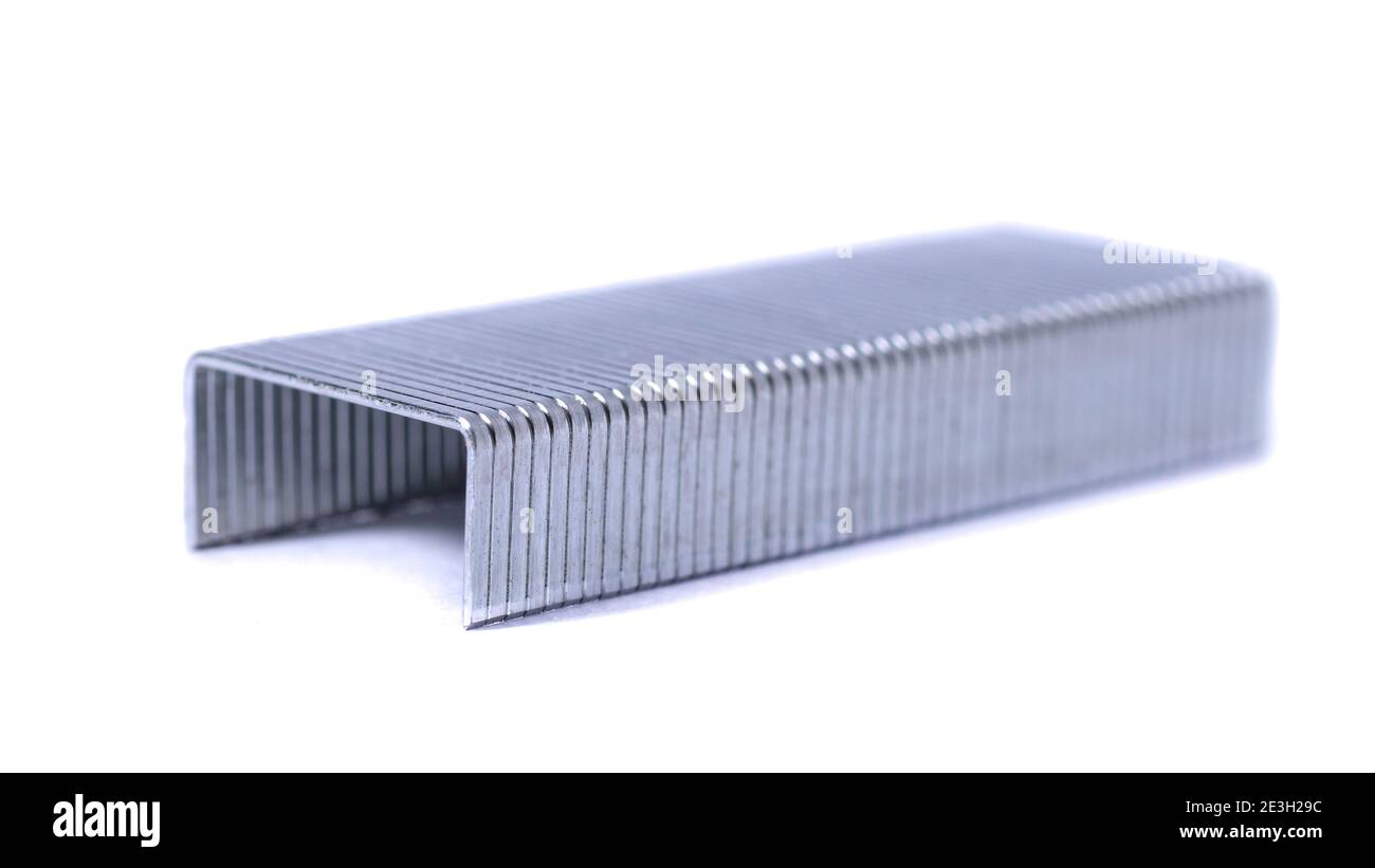Blue stapler and staples Isolated on white background Stock Photo - Alamy