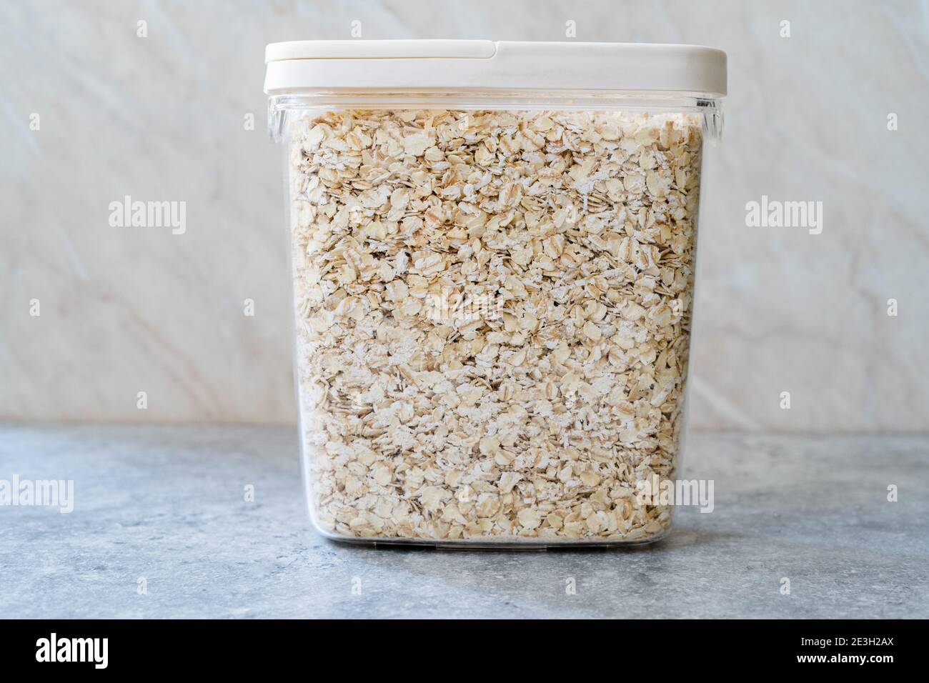 Rolled Oats in Plastic Box Container Package. Ready to Use and Eat ...