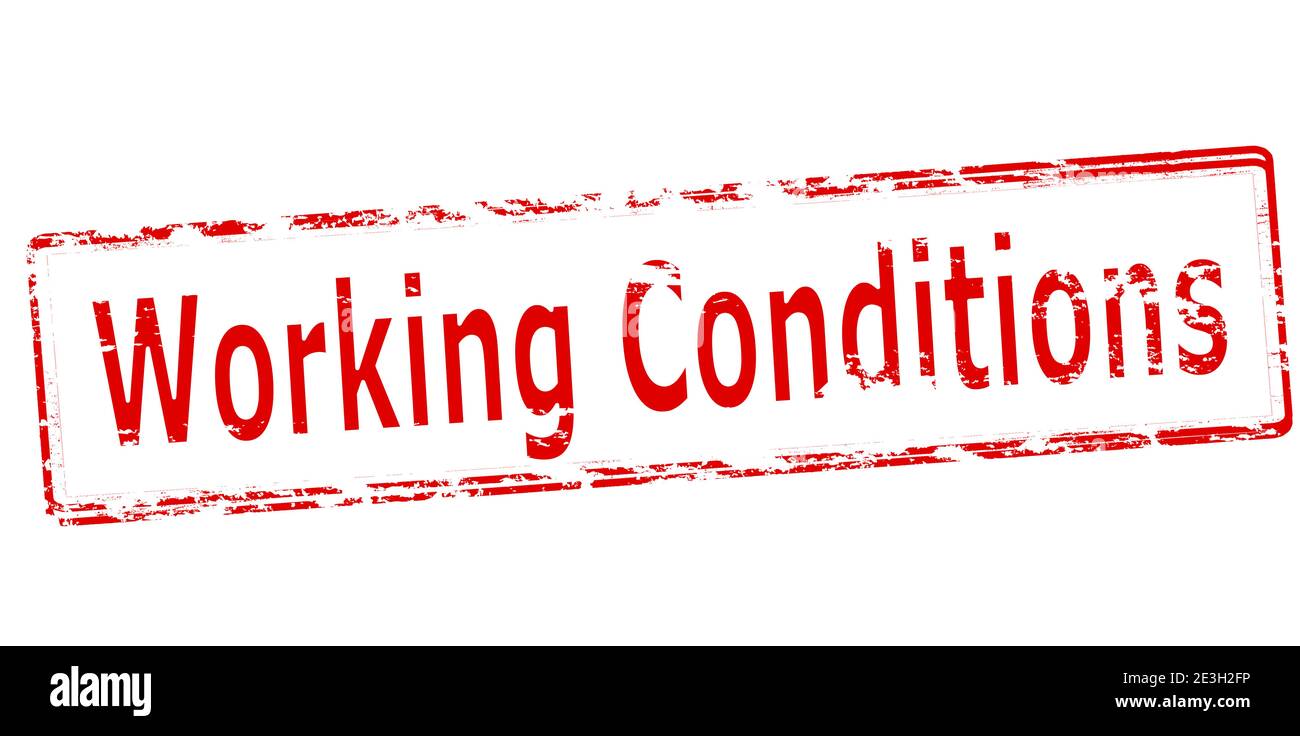 Rubber stamp with text working conditions inside, vector illustration ...