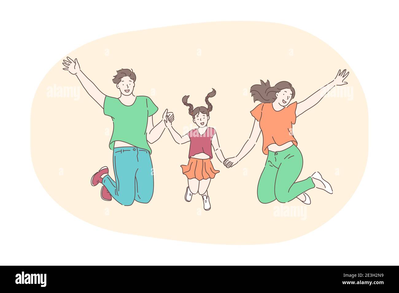 Happy family, parenthood, having children concept. Young happy parents ...